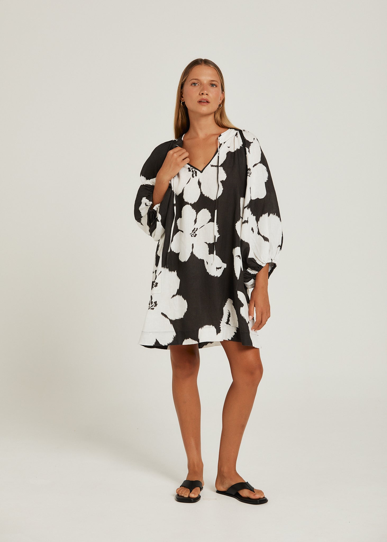 Pippa Ridley | Sangria Mini Dress | Charcoal Bloom | Mara Collective